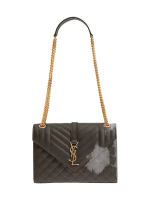 Saint Laurent Medium Cassandra Quilted Envelope Bag Pebble