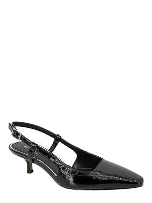 KENNETH COLE Slingback Pumps - Black Crinkle Patent