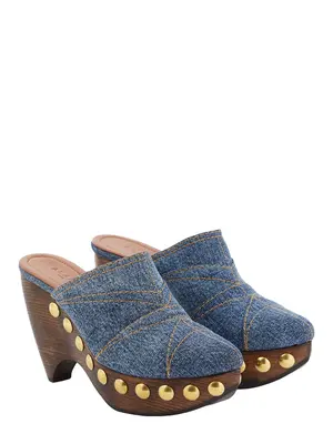 Alaïa Le Sabot Denim Mules - Blue