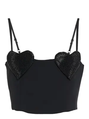 Blumarine Crystal-embellished Cropped Top - Black