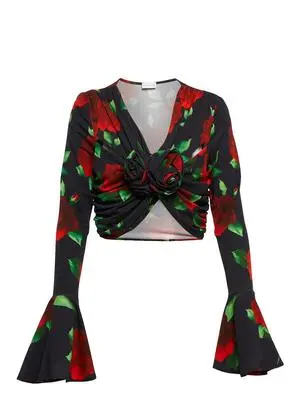 Magda Butrym Floral Ruched Crop Top - Multicoloured