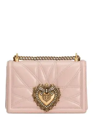 Dolce & Gabbana Medium Devotion Bag In Quilted Nappa Leather Pale Pink