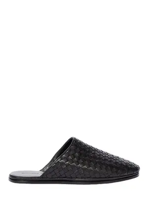 Bottega Veneta Intrecciato Leather Slippers - Black