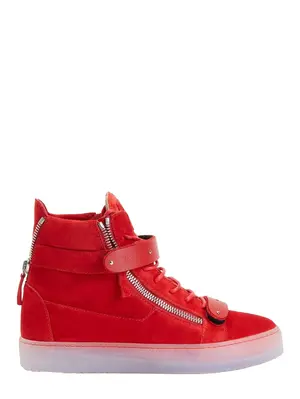 GIUSEPPE ZANOTTI Coby Velour Mid-top Sneakers - Red