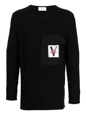 PORTS V Logo-patch Crew-neck Jumper - Black