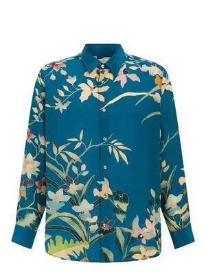 Etro Long-sleeve Floral-print Shirt - Blue