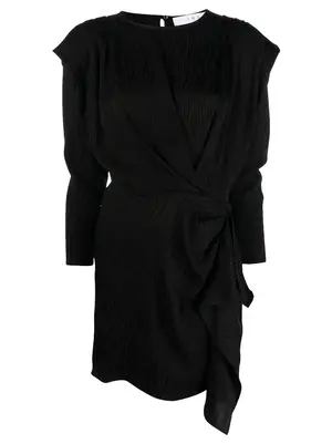 IRO PARIS Long-sleeved Jacquard Draped Dress - Black