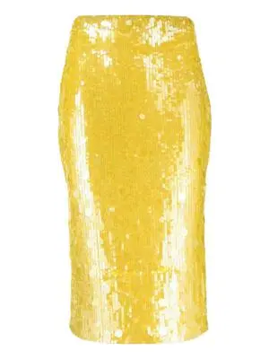 P.a.r.o.s.h Sequin-embellished Midi Skirt - Yellow