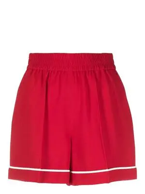 Red Valentino Contrast-trim Crepe Shorts - Red