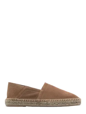 TOM FORD Grained Leather Espadrilles - Brown