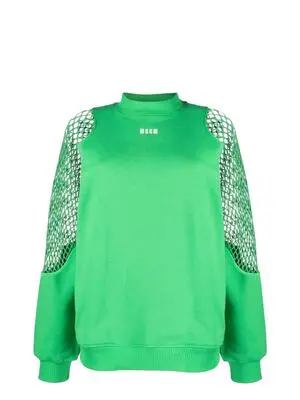 MSGM Mesh-detail Crew Neck Sweatshirt - Green
