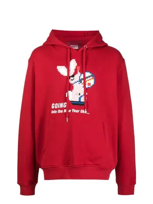 MOSTLY HEARD RARELY SEEN Graphic Print Cotton Hoodie - Red
