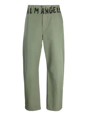 Palm Angels Logo-print Chino Trousers - Green