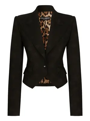 Dolce & Gabbana Jacquard Wool Spencer Blazer - Black