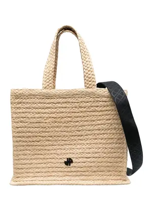 Patou Jp Raffia Tote Bag - Neutrals