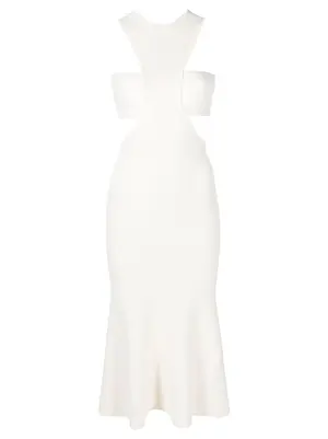 Alexander McQueen Slashed Harness Rib-knit Dress - Neutrals