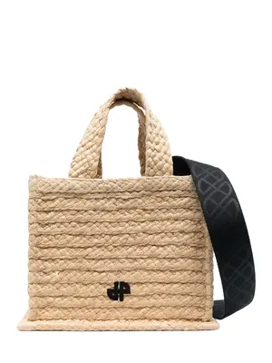 Patou Small Jp Raffia Tote Bag - Neutrals