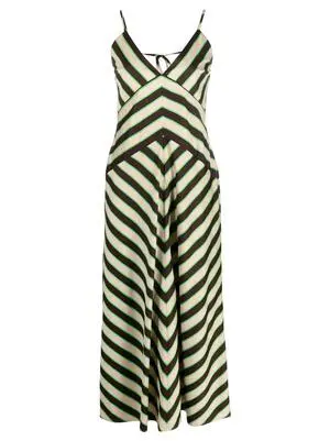 MSGM Chevron-print Rear-tie Dress - Neutrals