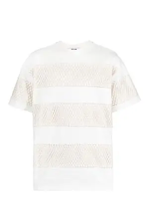 MSGM Mesh-panel Short-sleeved T-shirt - White