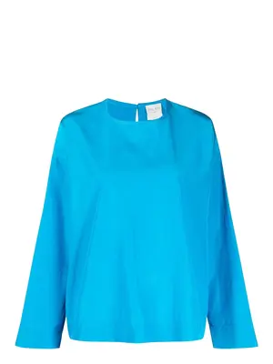 FORTE_FORTE Boxy Long-sleeve Blouse - Blue
