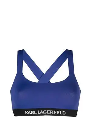 Karl Lagerfeld Logo-print Bandeau Top - Blue