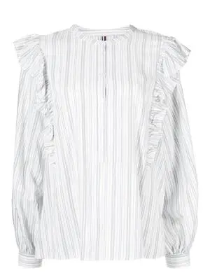 TOMMY HILFIGER Striped Ruffle-Trim Blouse