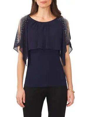 CHAUS Chaus Beaded Cold Shoulder Blouse