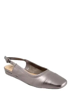 Softwalk SoftWalk® Vittoria Slingback Flat Pewter Metal