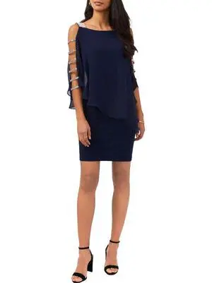 Chaus Ladder Trim Overlay Mini Dress - Navy
