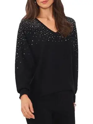 Chaus Chaus Bling V-Neck Sweater Black