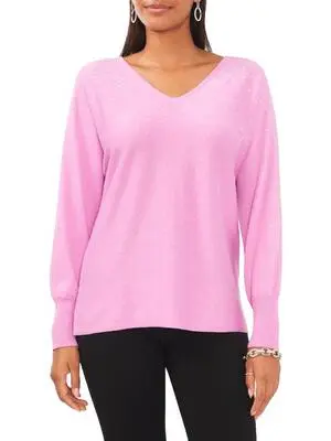 Chaus Chaus Bling V-Neck Sweater Rose Glow