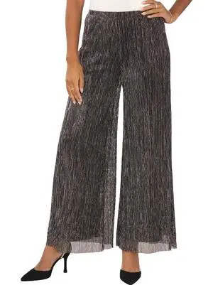 Chaus Lurex® Crinkle Mesh Palazzo Pants - Black/gold