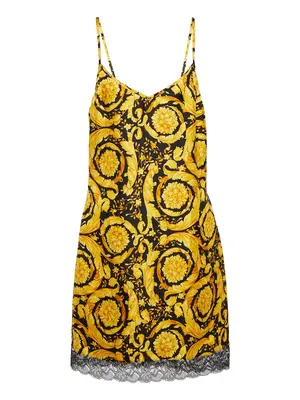 Versace Barocco Silk Camisole Minidress - Yellow