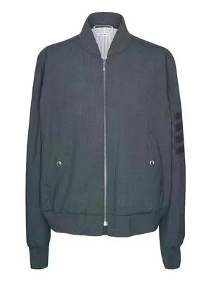 Thom Browne 4-bar Stripe Wool Bomber Jacket - Grey