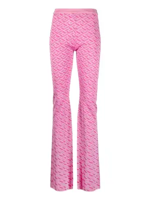 Versace La Greca Jacquard Flared Trousers - Pink