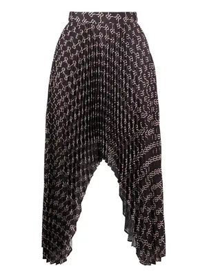 Rokh Monogram-print Asymmetric Skirt - Brown