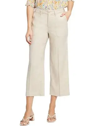 NYDJ Linen Blend Wide Leg Capri Pants - Feather