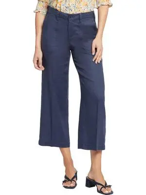 NYDJ Linen Blend Wide Leg Capri Pants - Oxford Navy