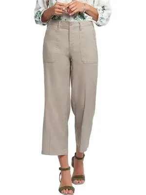 NYDJ Linen Blend Wide Leg Capri Pants - Saddlewood
