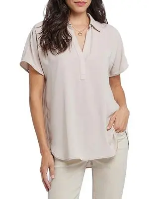 NYDJ Becky Split Neck Woven Top - Feather