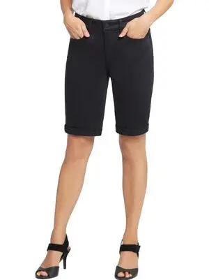 NYDJ Briella Roll Cuff Bermuda Denim Shorts - Black