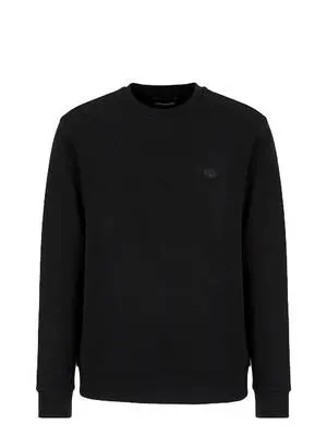 Emporio Armani Double-jersey Sweatshirt With Micro Logo Patch - Black