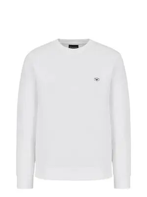 Emporio Armani Double-jersey Sweatshirt With Micro Logo Patch - White