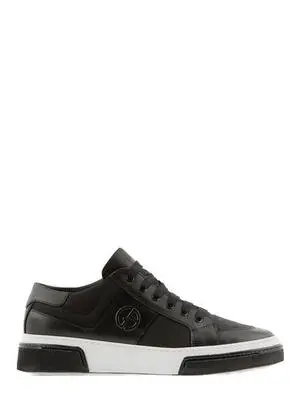 Giorgio Armani Leather And Fabric Sneakers - Black