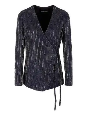 Giorgio Armani Silk Jacket With Crystal Embroidery - Blue / Navy