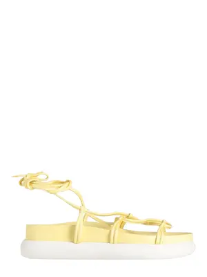 UNLACE Textile Fiber Flatform Sandals Light Yellow