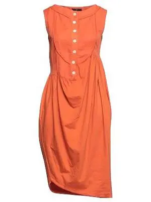 High Midi Dress Cotton And Elastane Rust