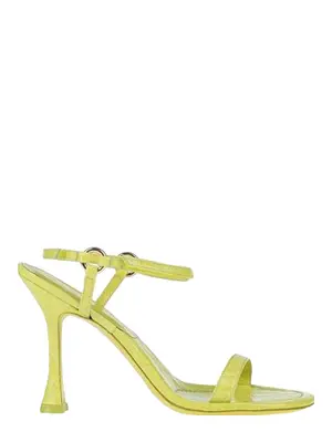 BY FAR Lime Leather Crocodile Embossed Sandals