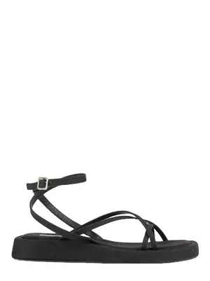 GIA / RHW Textile Ankle Strap Sandals Black