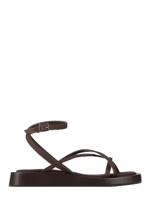 GIA / RHW Textile Ankle Strap Sandals Brown